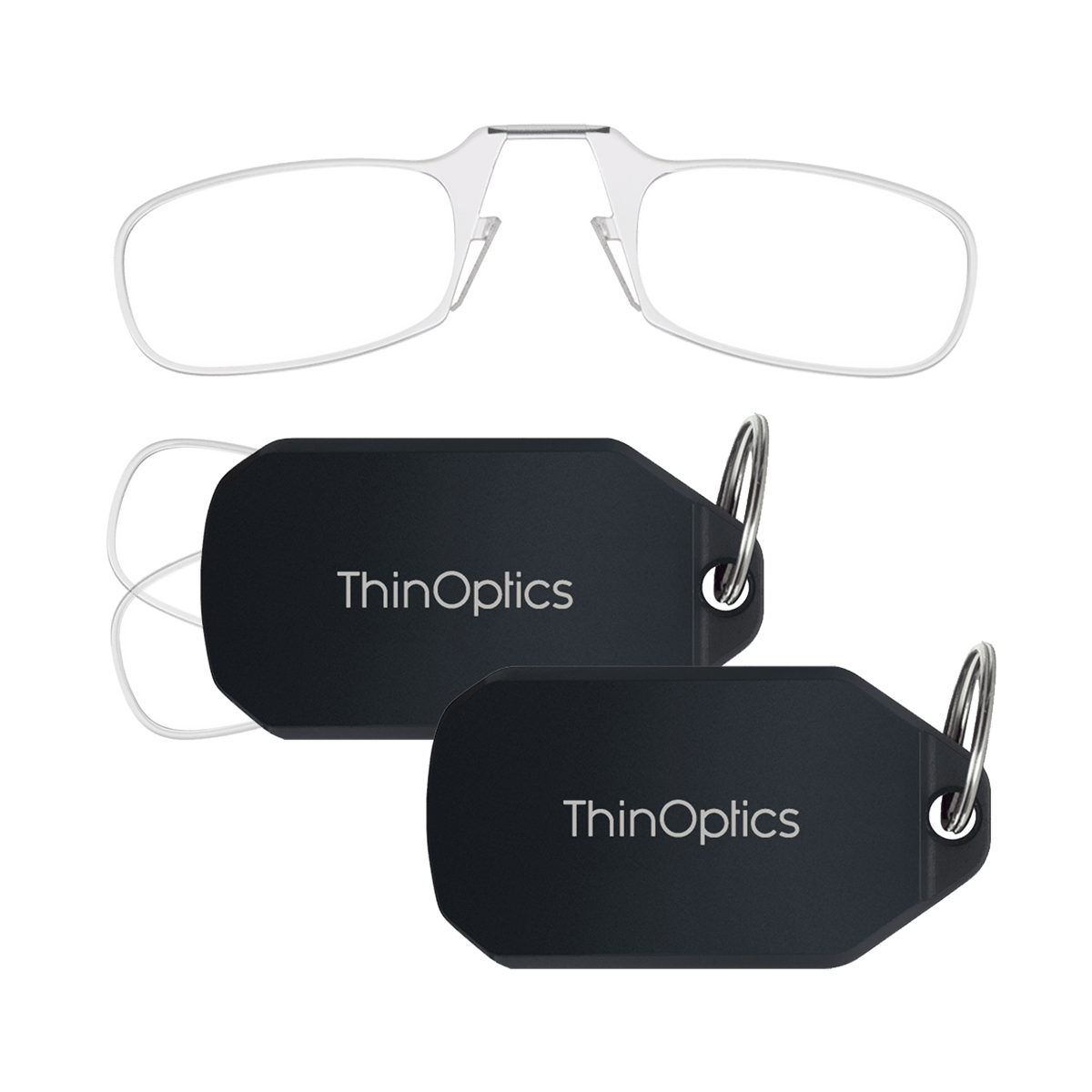 ThinOptics | 2-Pack Readers + Black Keychain Case | Readers & Reading Glasses
